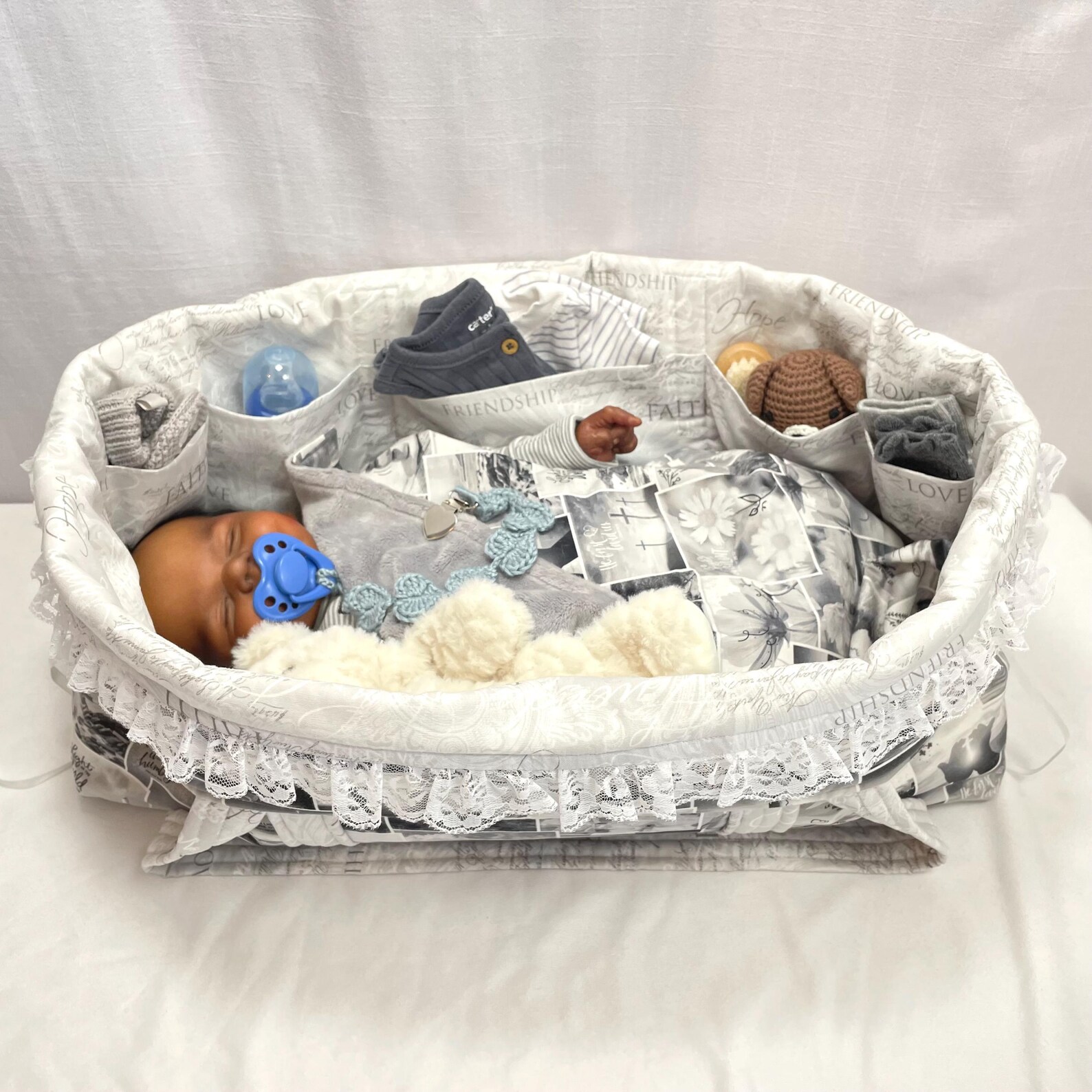 24” Premium Bassinet Bag, Infant Reborn Doll, Carry Cot, Display ...