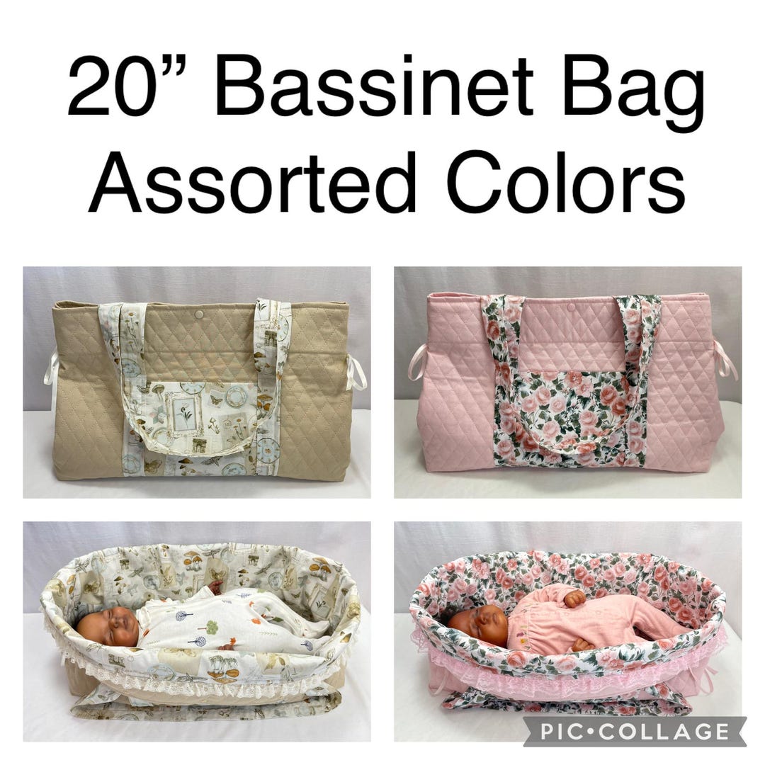 20” Classic Bassinet Bag, Newborn Reborn Doll, Carry Cot, Display ...