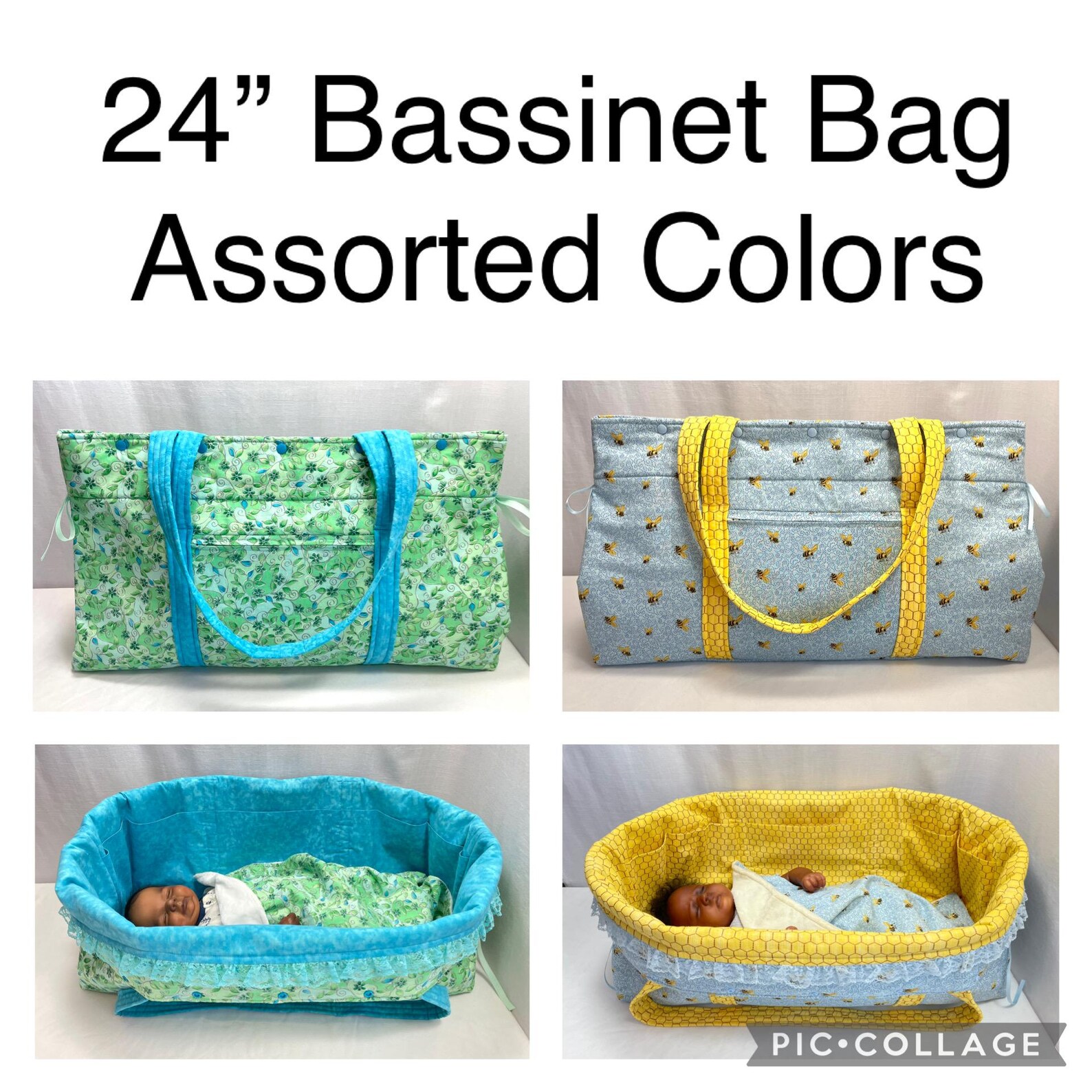 24” Premium Bassinet Bag, Infant Reborn Doll, Carry Cot, Display ...