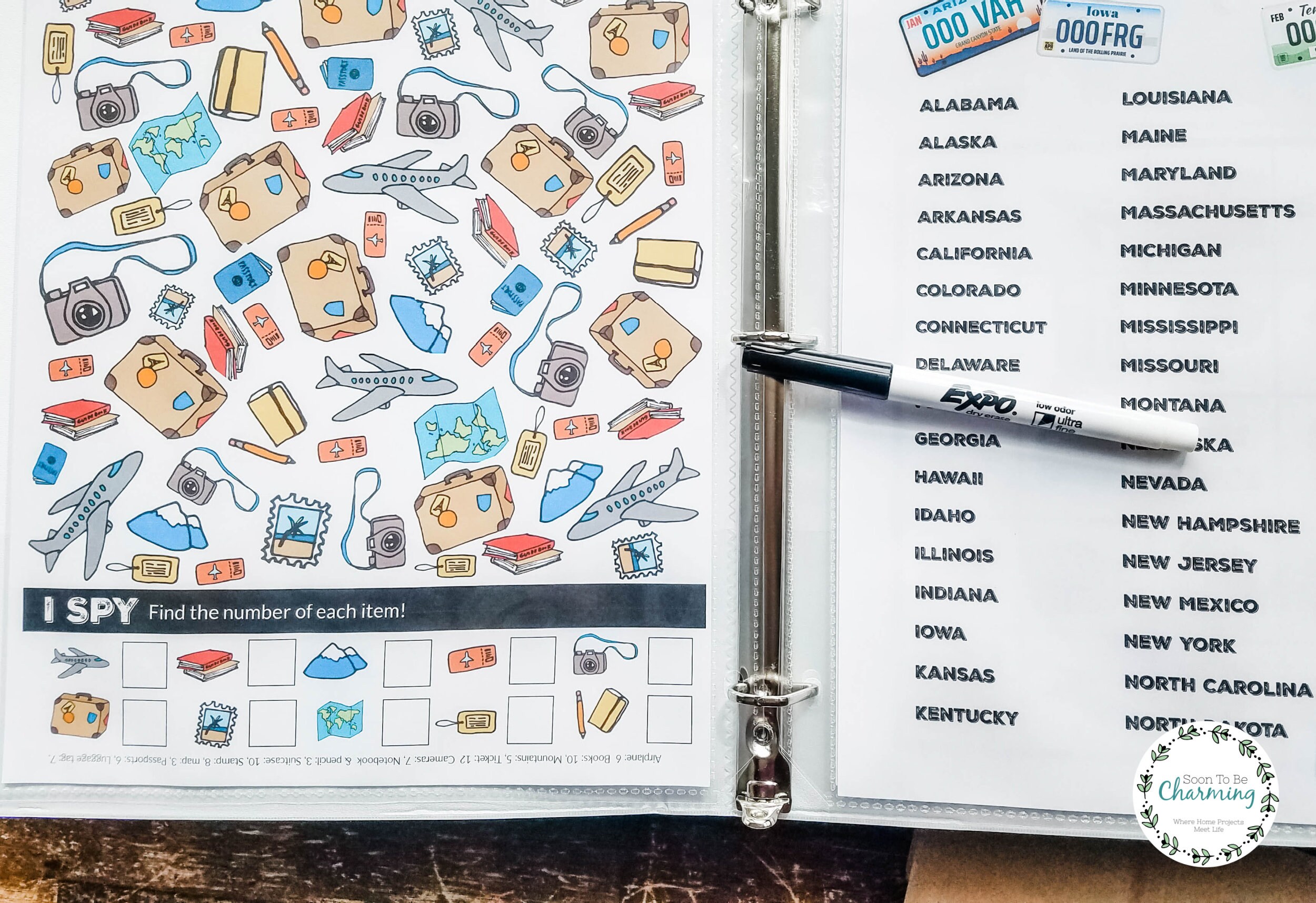 Kids Travel Binder | Road Trip | Kids | I SPY | Bingo | License Plate ...