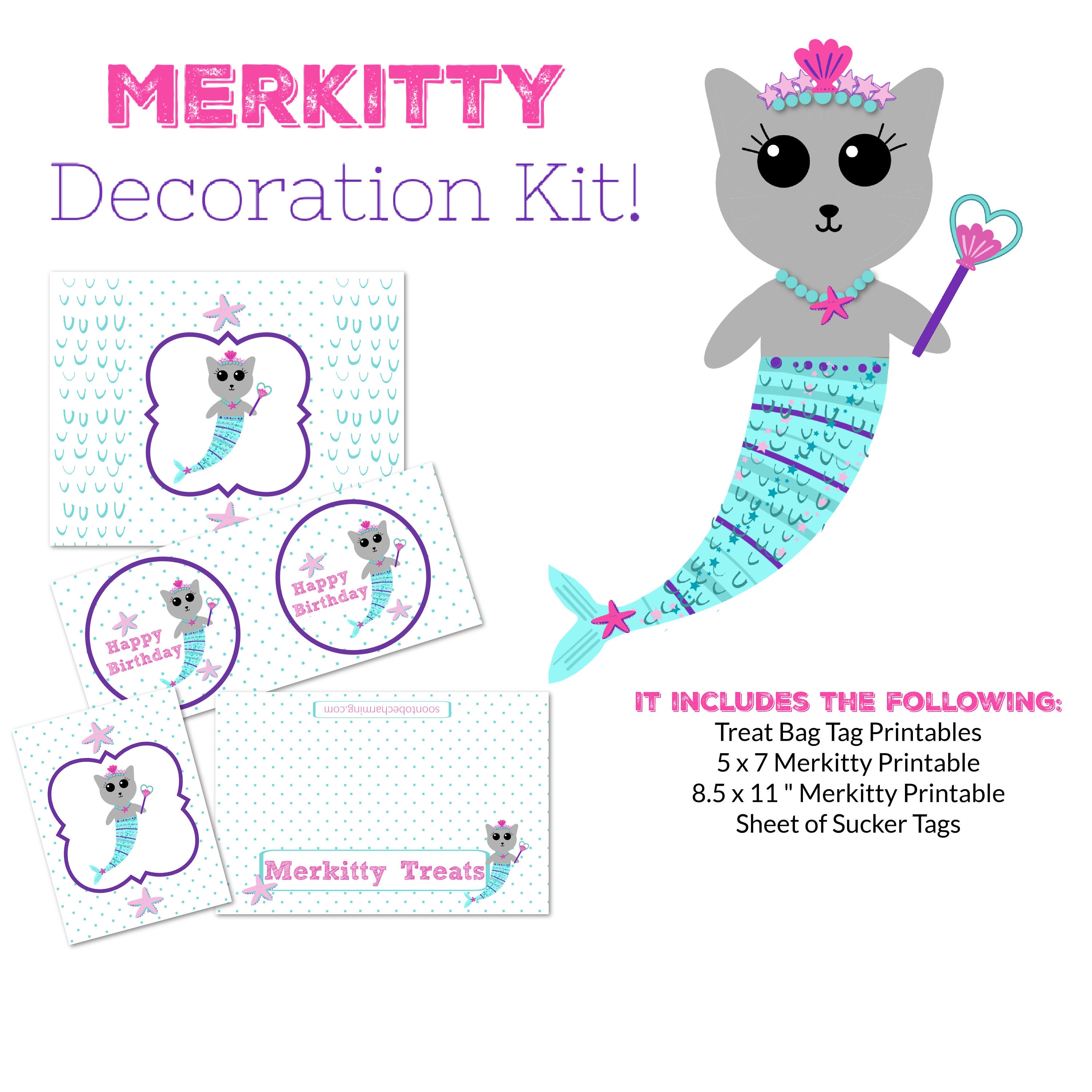 Merkitty Birthday Party Instant Download Party Decorations - Etsy
