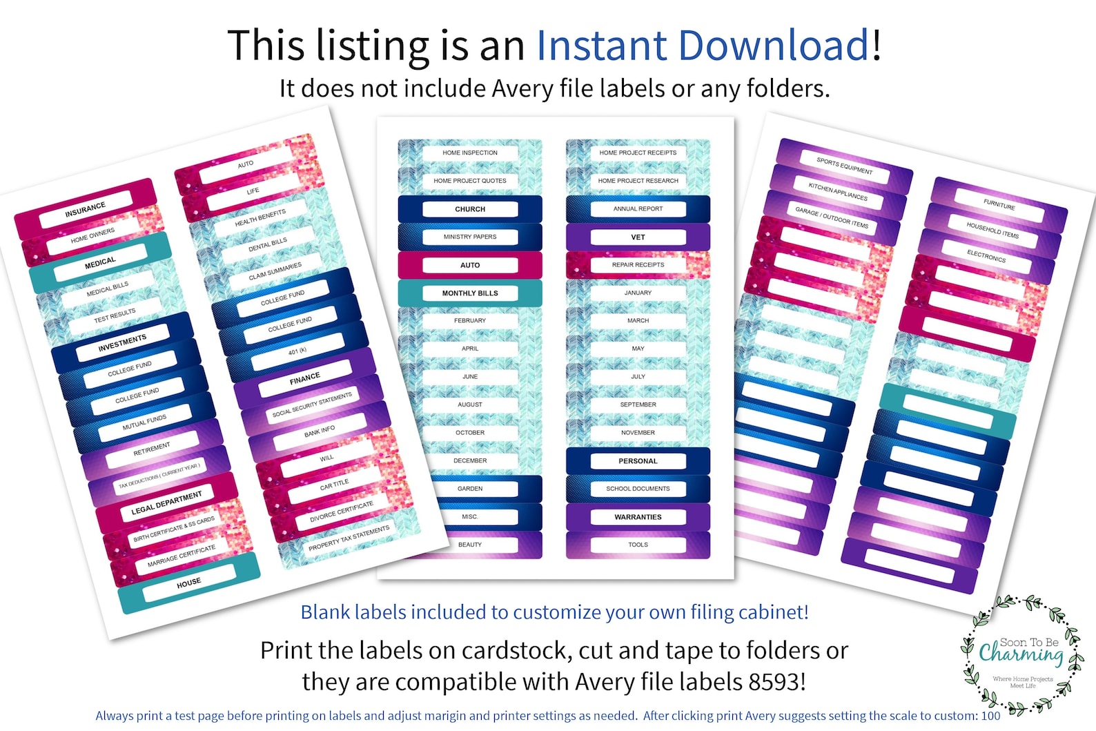 Filing Cabinet Labels | Printable | Filing Cabinet Categories ...