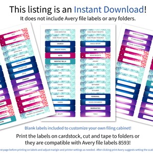 Filing Cabinet Labels | Printable | Filing Cabinet Categories ...