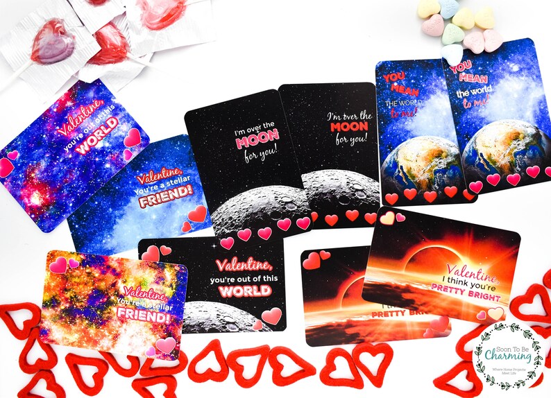 Galaxy Valentine Cards Kids School Valentines Day Outer Space Space ...