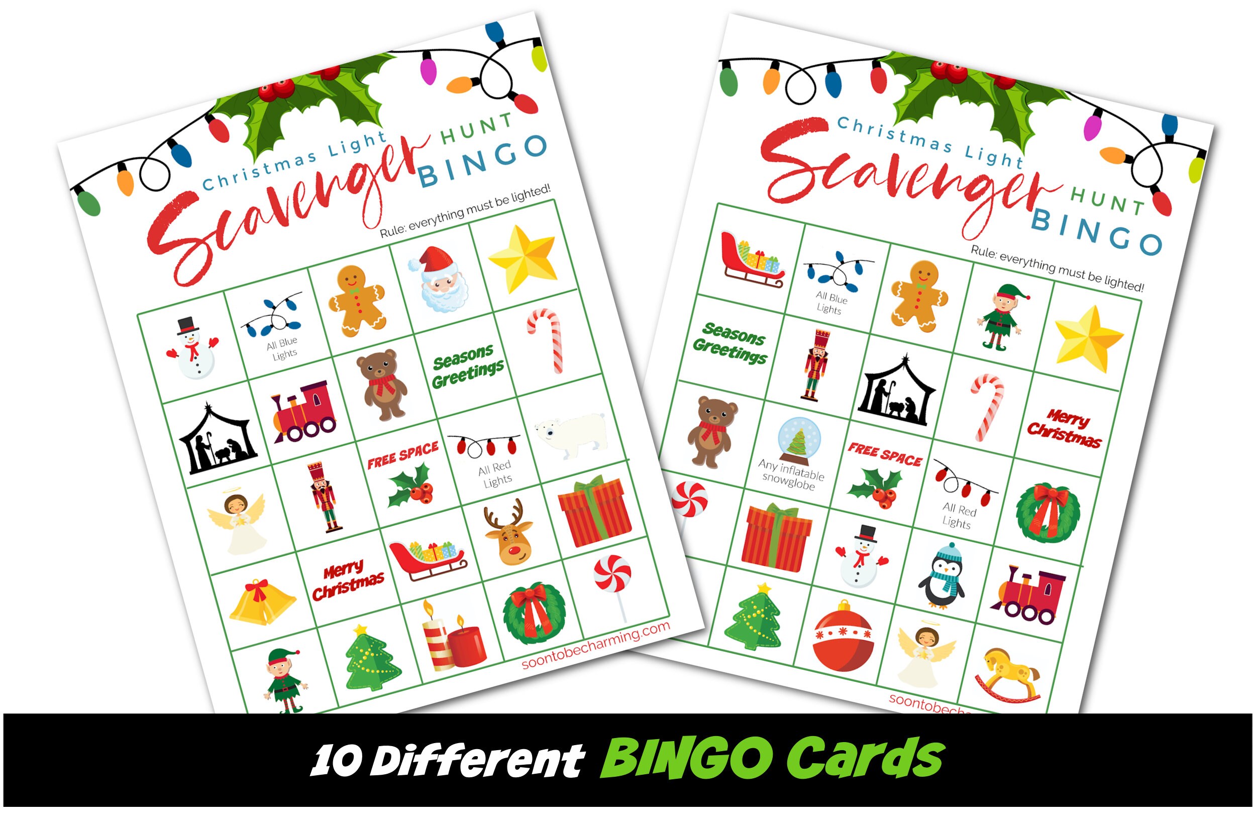 Christmas Light Scavenger Hunt Bingo Scavenger Hunt Printable Instant ...