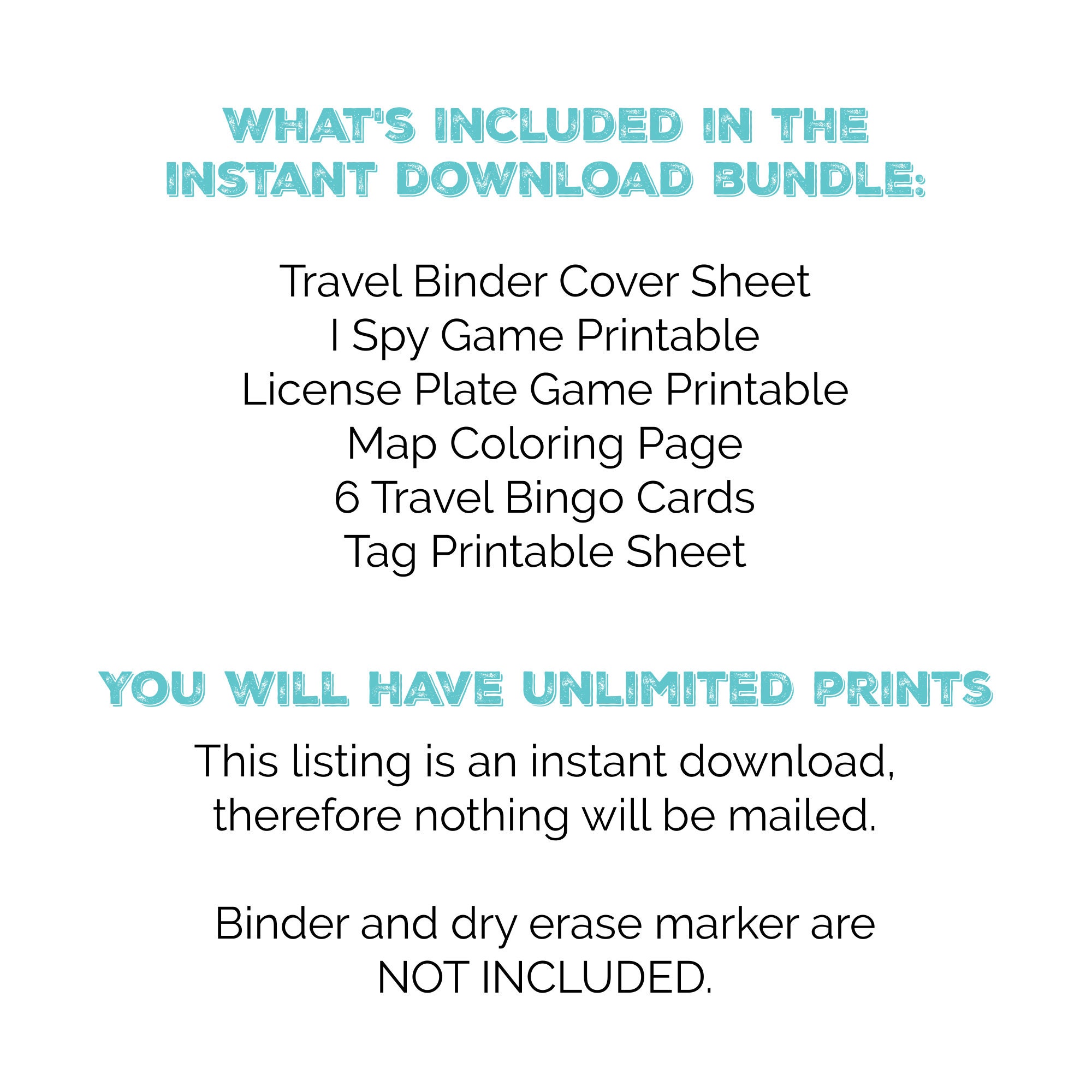 Kids Travel Binder | Road Trip | Kids | I SPY | Bingo | License Plate ...