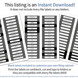 Filing Cabinet Labels | Printable | Filing Cabinet Categories ...