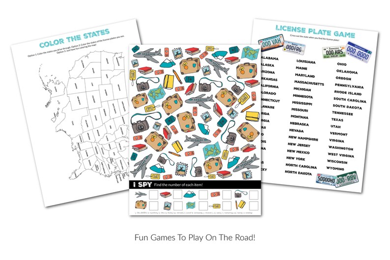Kids Travel Binder | Road Trip | Kids | I SPY | Bingo | License Plate ...