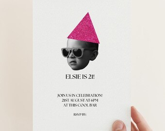 Party Hat Birthday Invitation | Editable Canva Template | Party Hat ...
