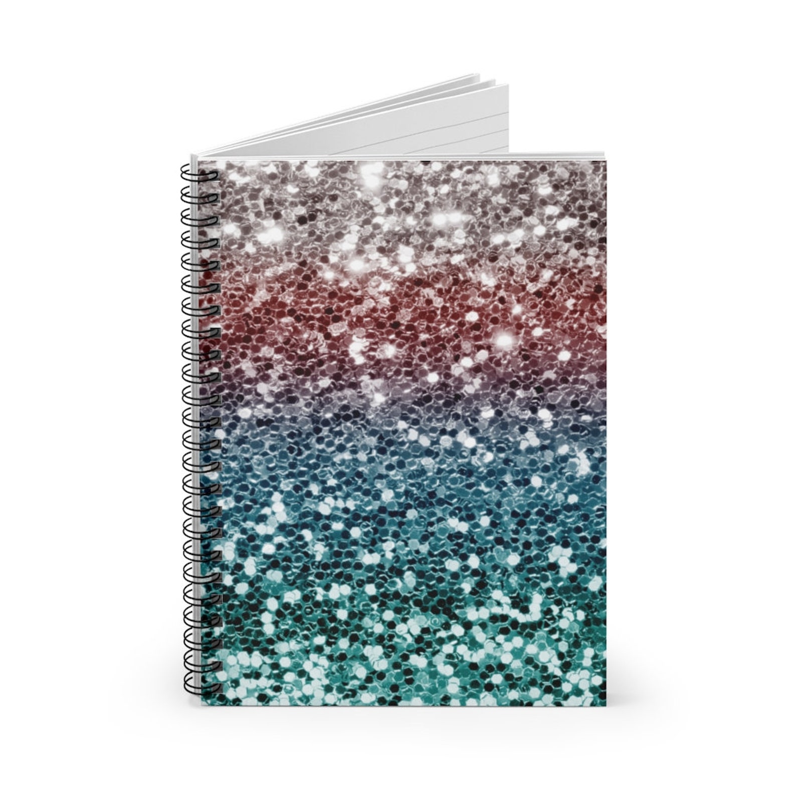 GLITTER SPIRAL NOTEBOOK Aqua Glitter Notebook Colorful | Etsy