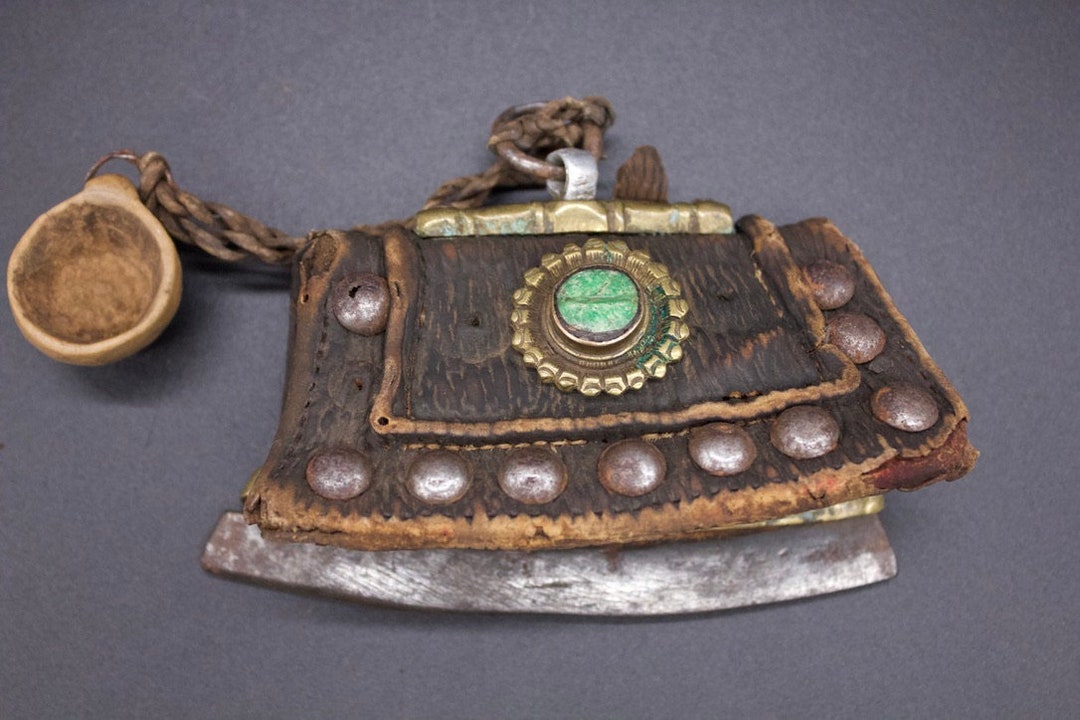 Antique Tibetan Fire Mecha- Match Striker- Tibetan Leather Flint Pouch ...