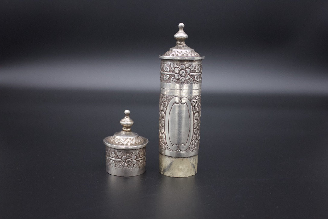 Antique Hindu Mantra Scroll Storage Box -repousse Silver - Nepal 20th C ...