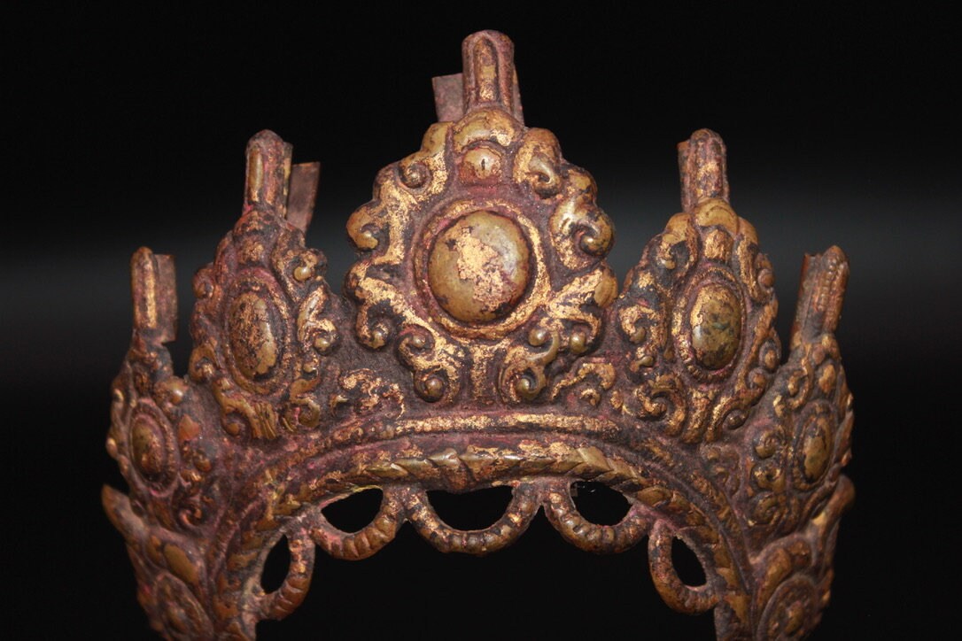Antique Copper Gold Plated Statue Crown Repousse' Nepal 16th C - Etsy