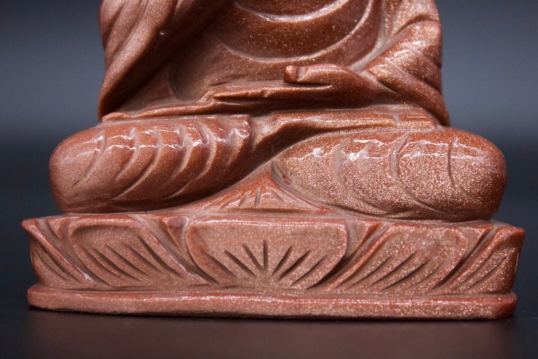 Hand-carved Red Sun Stone Shakyamuni Buddha Sculpture Vitarka Mudra ...