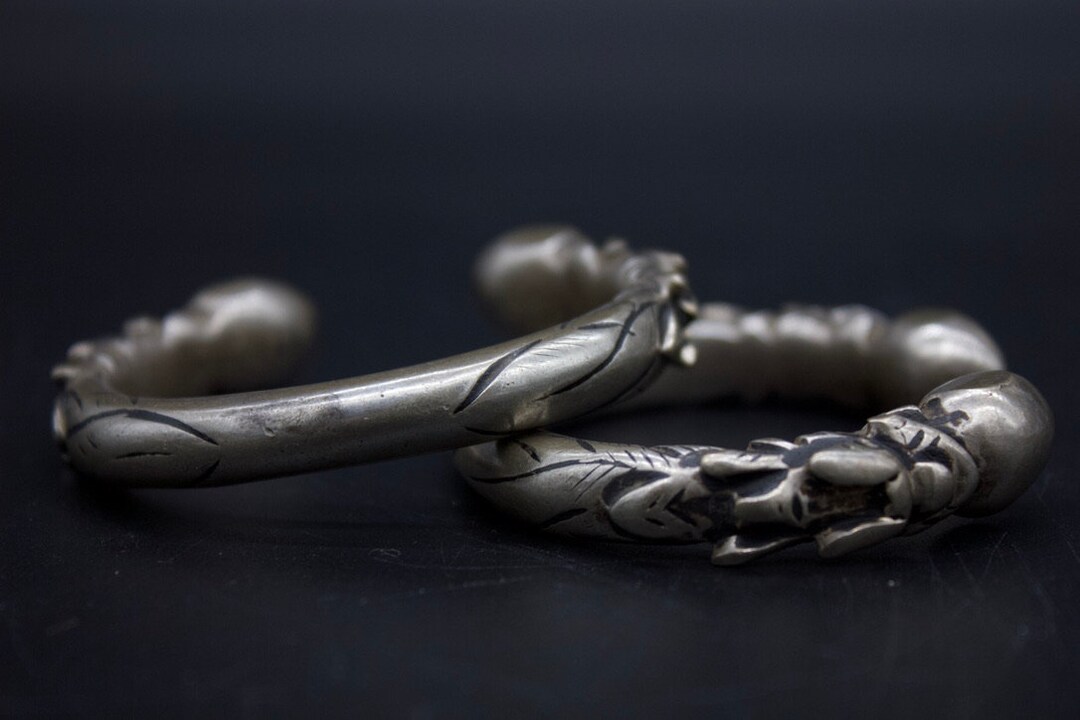 Ethnic Nepali Solid Silver Bracelet- Bunge Bala- Tribal Jewelry- Ethnic ...