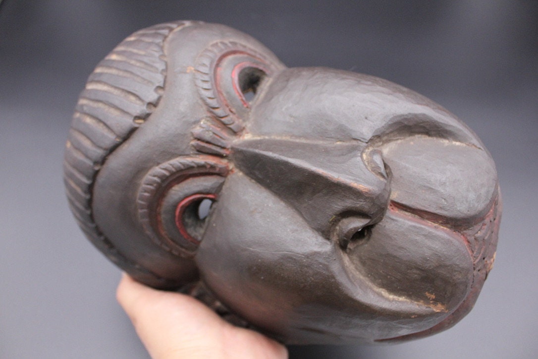 Antique Wooden Hand Carved Ritual Hindu Mask Hanuman Nepal - Etsy