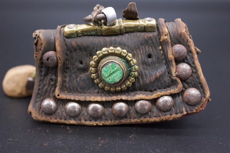 Antique Tibetan Fire Mecha- Match Striker- Tibetan Leather Flint Pouch ...