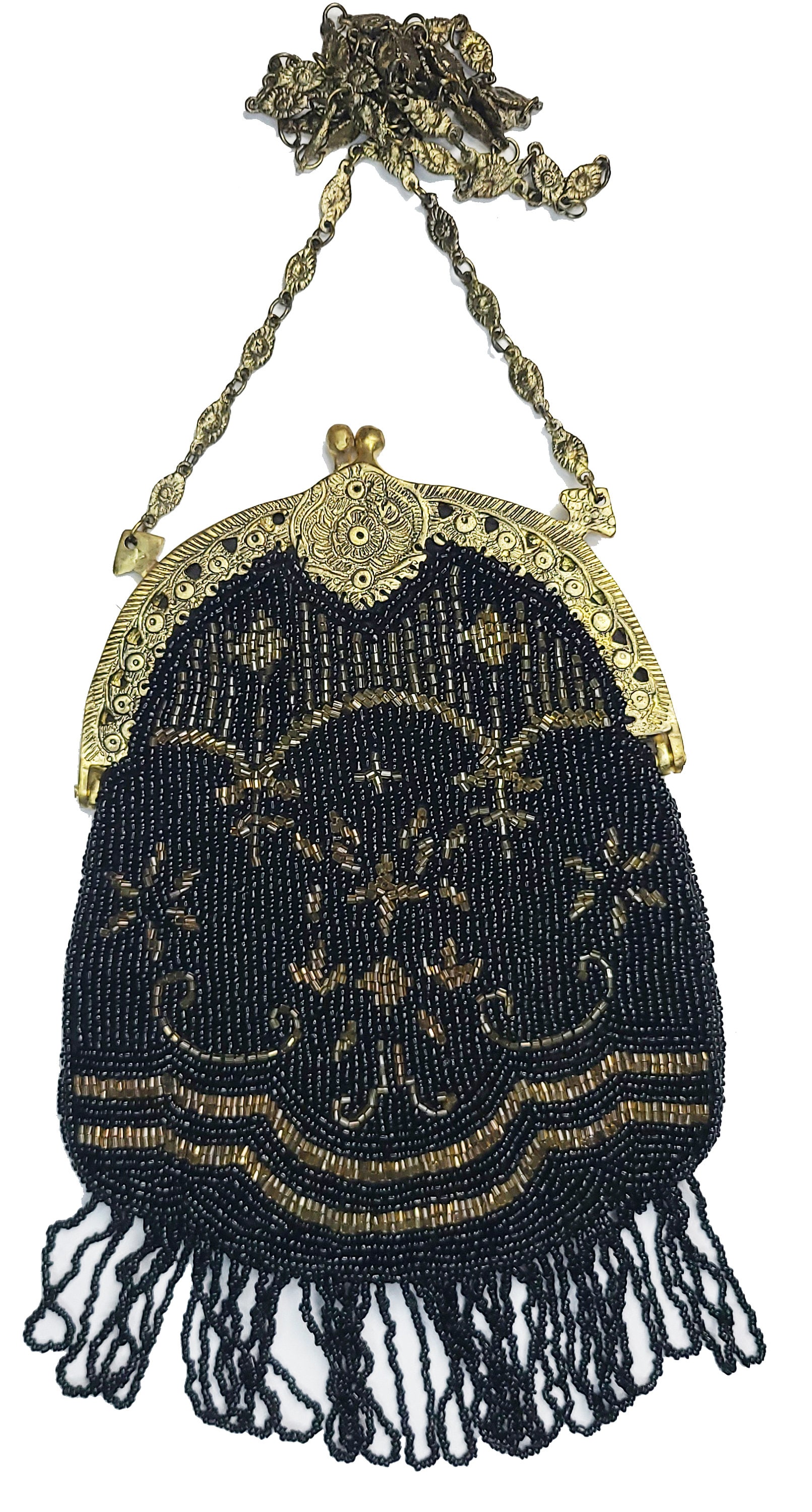 Vintage Sequin Beaded Metal Frame Handbag With Fringe - Etsy