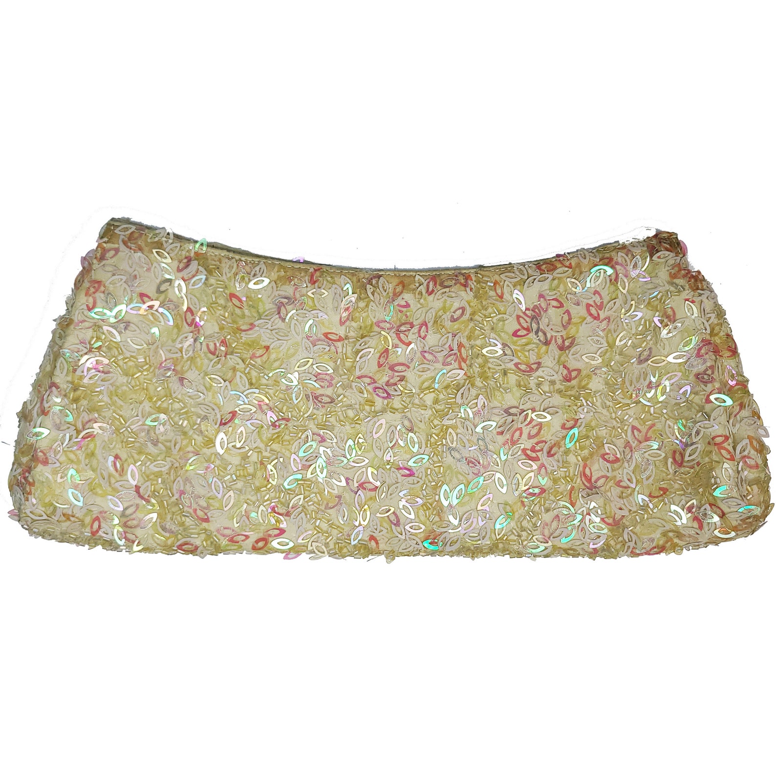 Vintage Iridescent Beaded Sequin Evening Clutch Purse With Magnetic ...