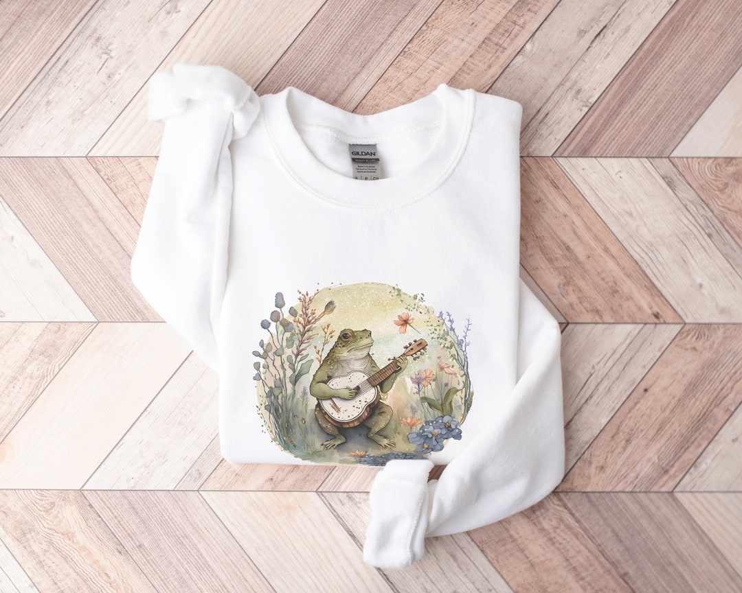 Frog Playing Banjo, Cottagecore Clothing, Bluegrass Country Girl Boho ...