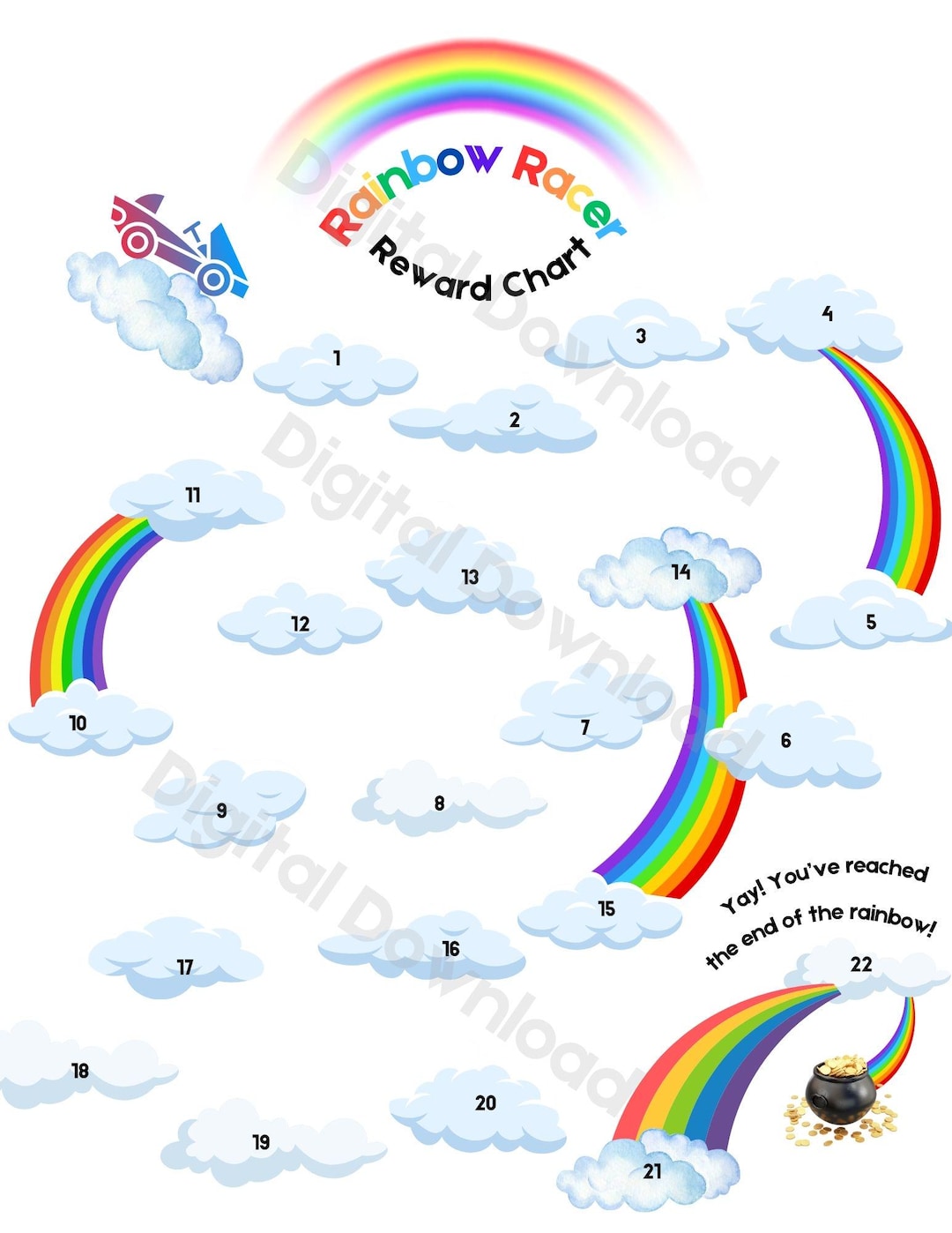 Rainbow Race Reward/training Chart, Printable Reward Training Chart ...