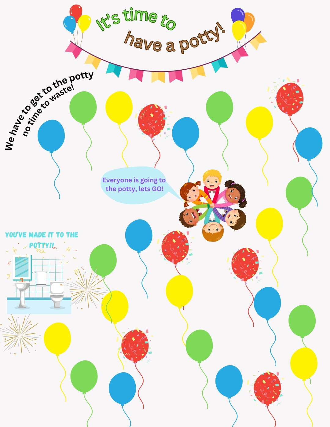 Potty Chart for Kids, Fun Potty Training, Instant Download, Standard ...