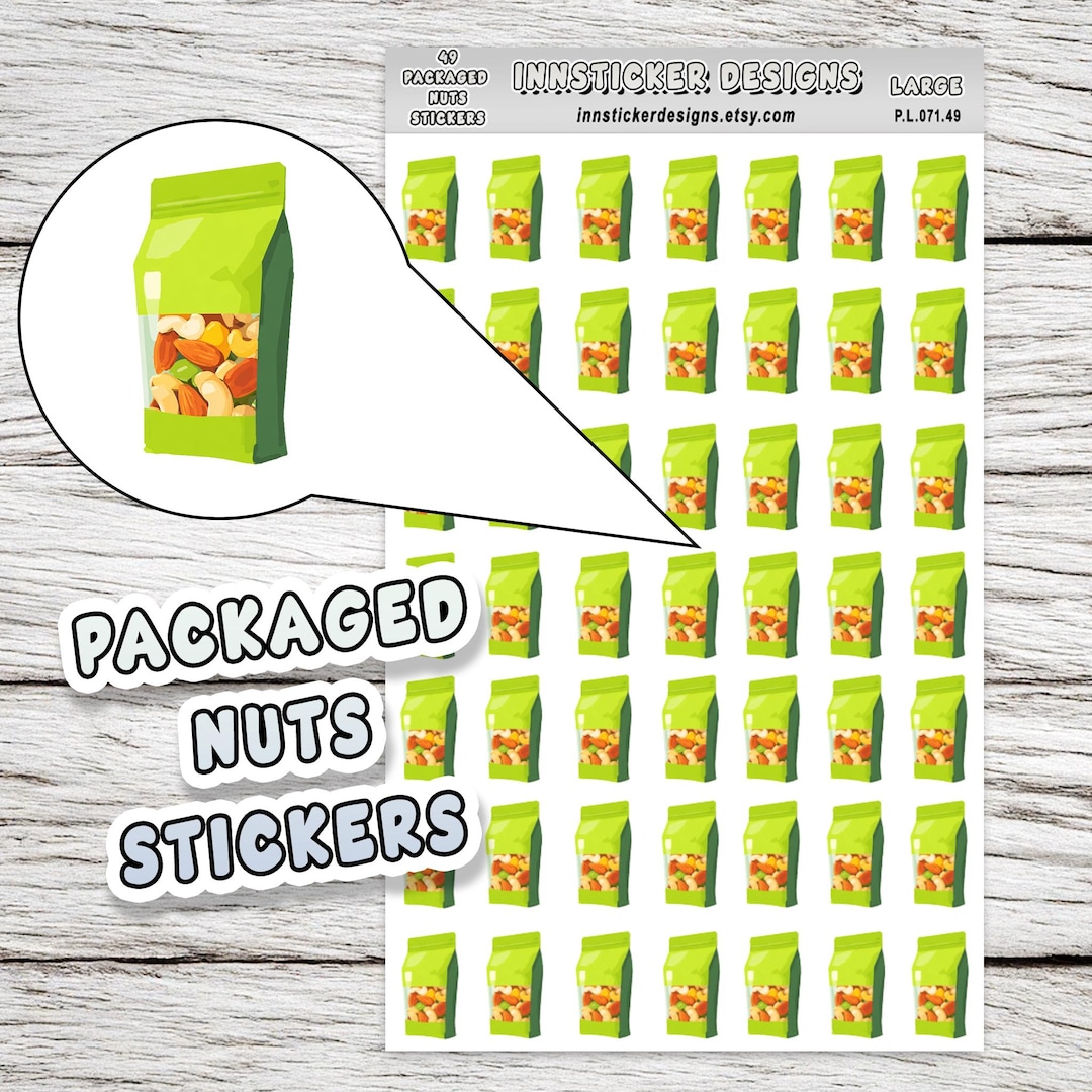 Packaged Nuts Stickers, Food Icon Planner Stickers, Journals ...