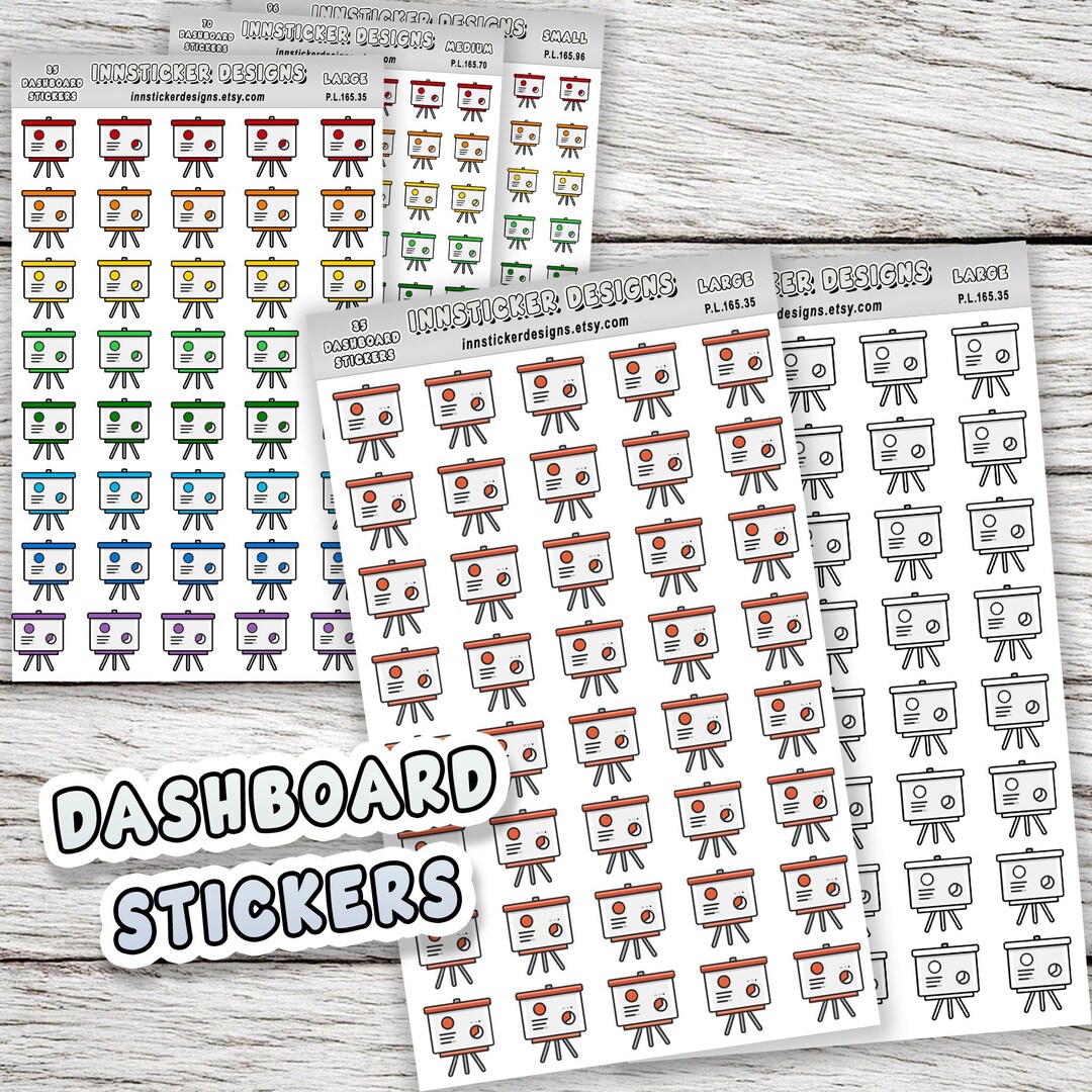 Dashboard Stickers, Colorful Office Planner Stickers, Journals ...