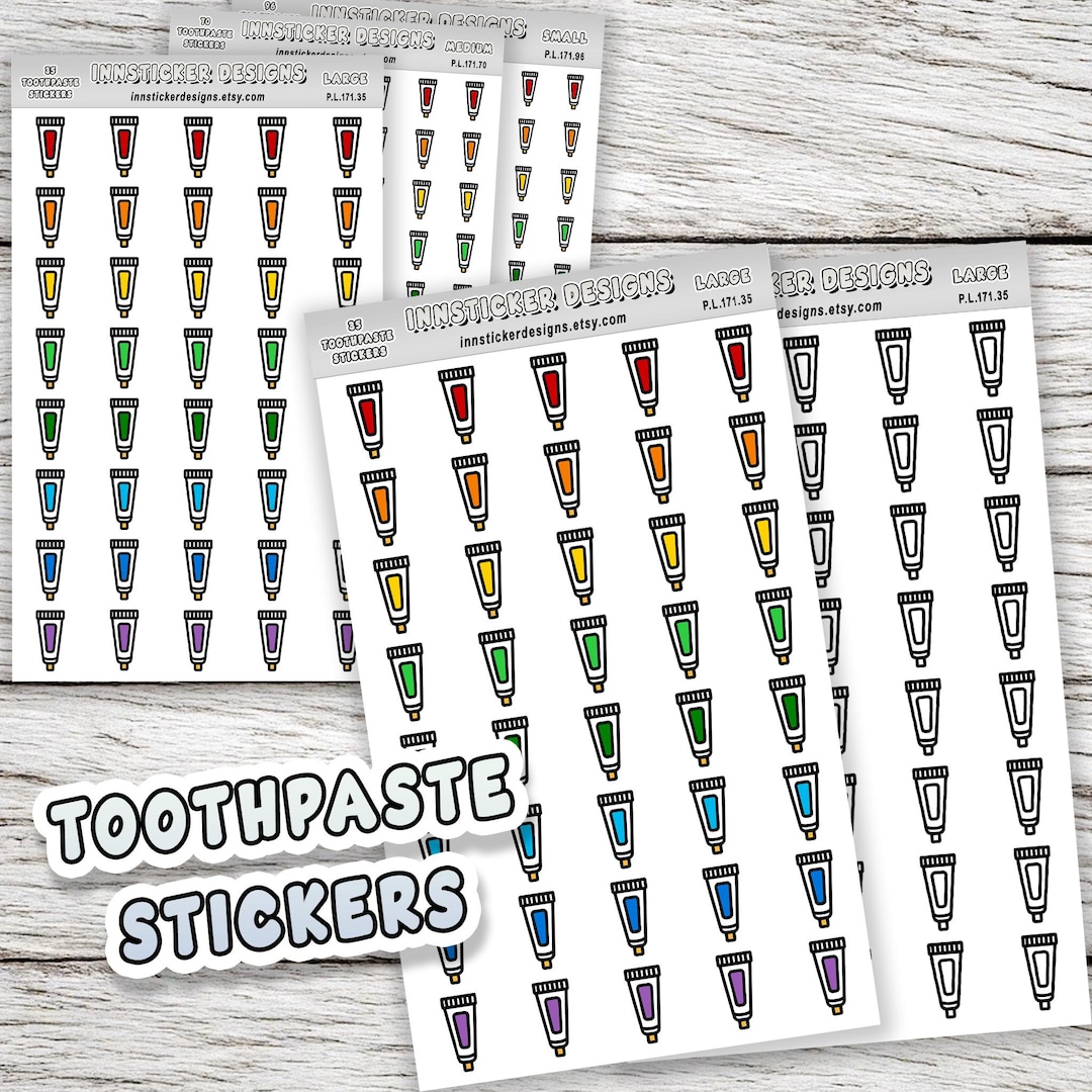 Toothpaste Stickers, Colorful Bathroom Planner Stickers, Journals ...