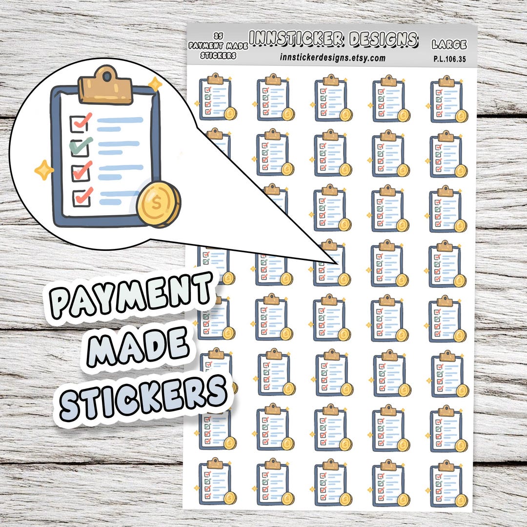 Payment Made Stickers, Icon Planner Task Stickers, Journals, Scrapbooks ...