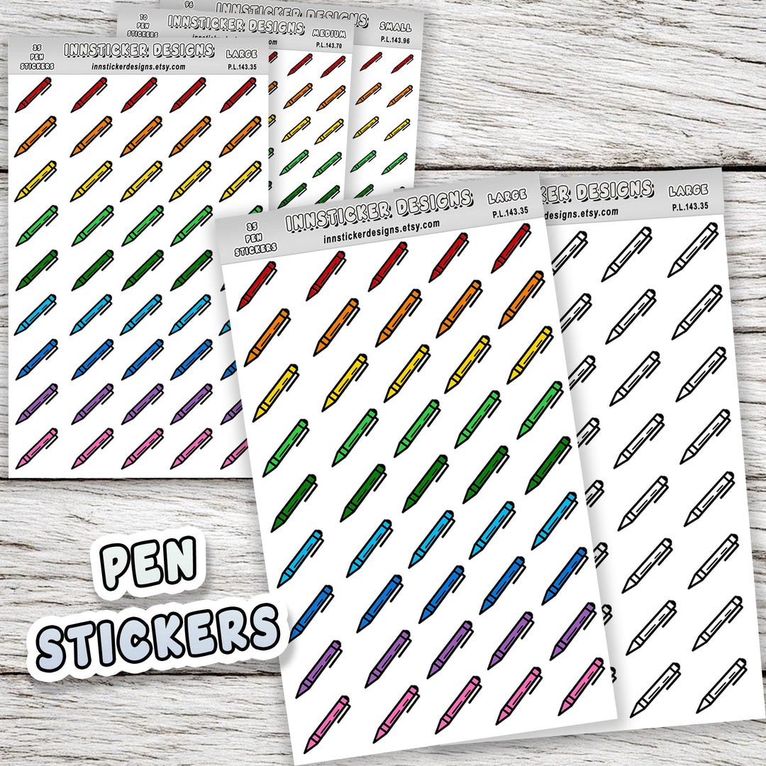 Pen Stickers, Colorful Icon Planner Stickers, Journals, Scrapbooks ...
