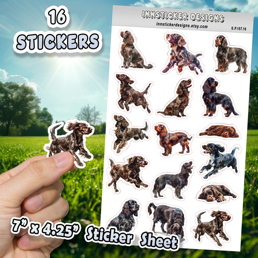 16pc Sticker Sheet, Field Spaniel Dog Stickers for Journals, Scrapbooks ...