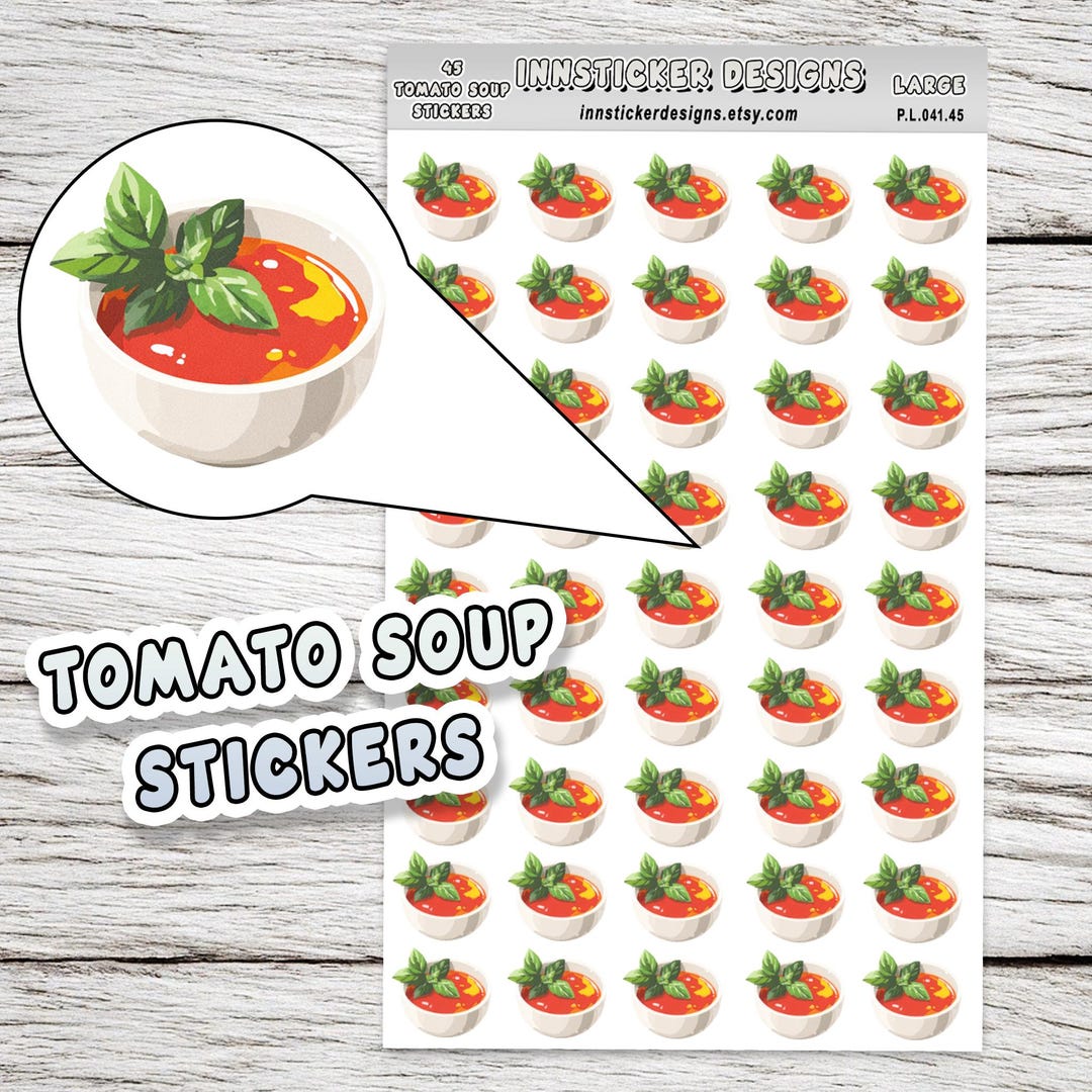 Tomato Soup Stickers, Food Icon Planner Stickers, Journals, Scrapbooks ...
