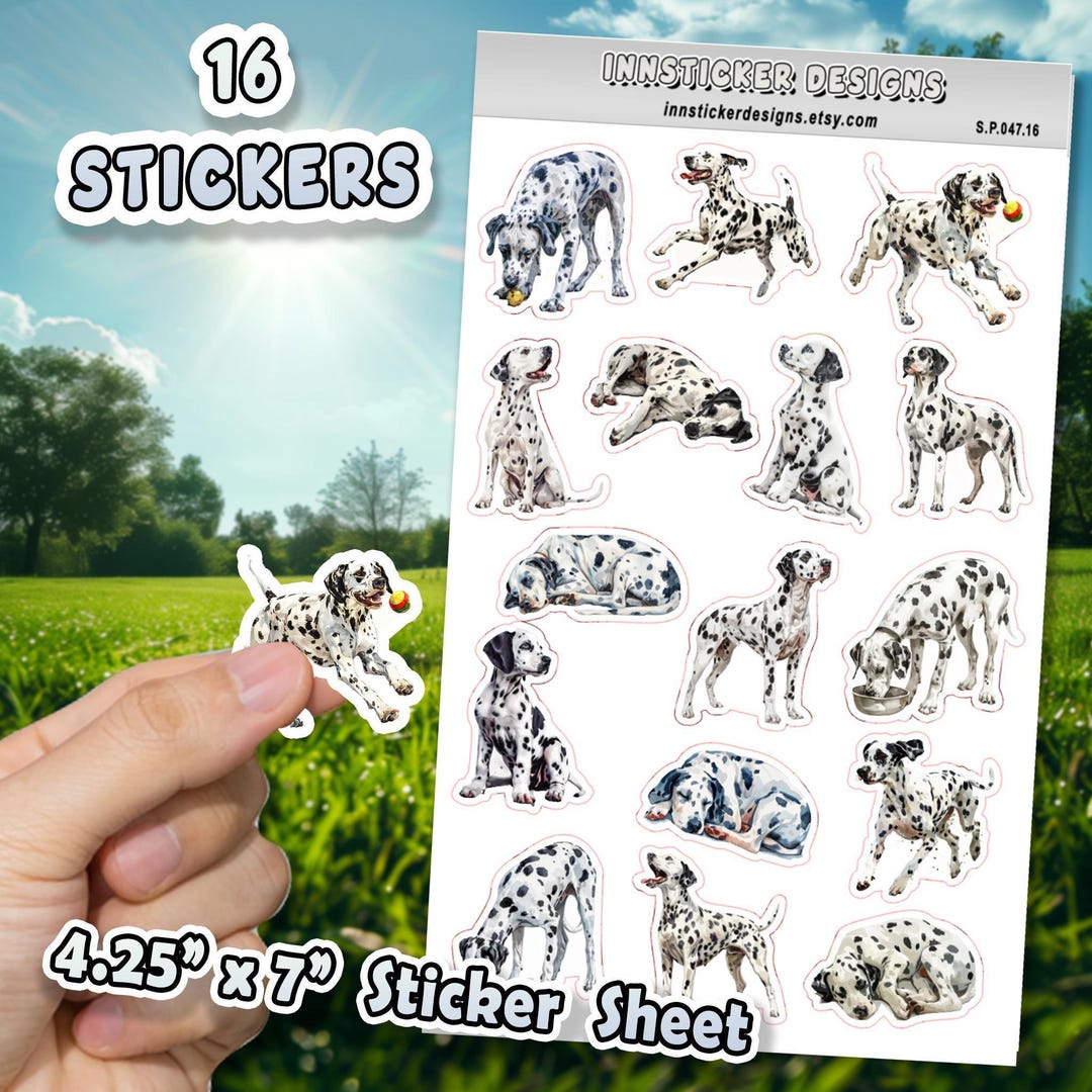 Dalmatian Dog Stickers for Journals, Scrapbooks, Planners, Glossy ...