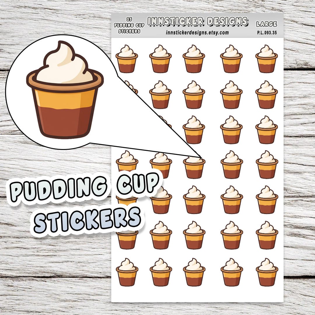 Pudding Cup Stickers, Dessert Food Icon Planner Stickers, Journals ...