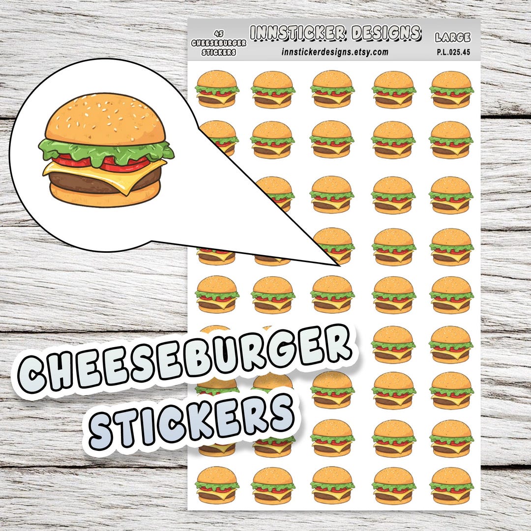 Cheeseburger Stickers, Dinner Food Icon Planner Stickers, Journals ...