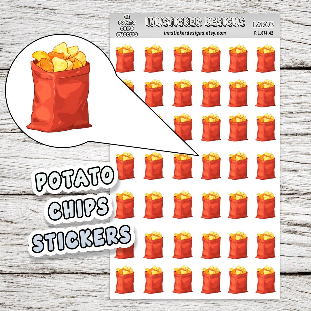 Potato Chips Stickers, Snack Food Icon Planner Stickers, Journals ...