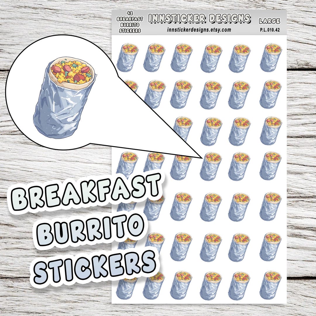 Breakfast Burrito Stickers, Food Icon Planner Stickers, Journals ...