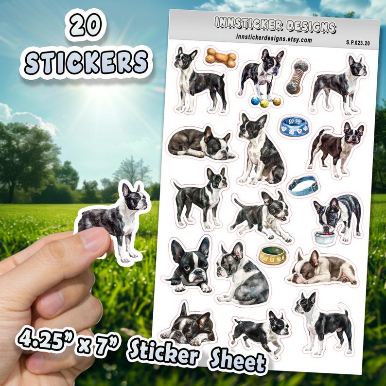 Boston Terrier Stickers for Journals, Scrapbooks, Planners, Glossy ...