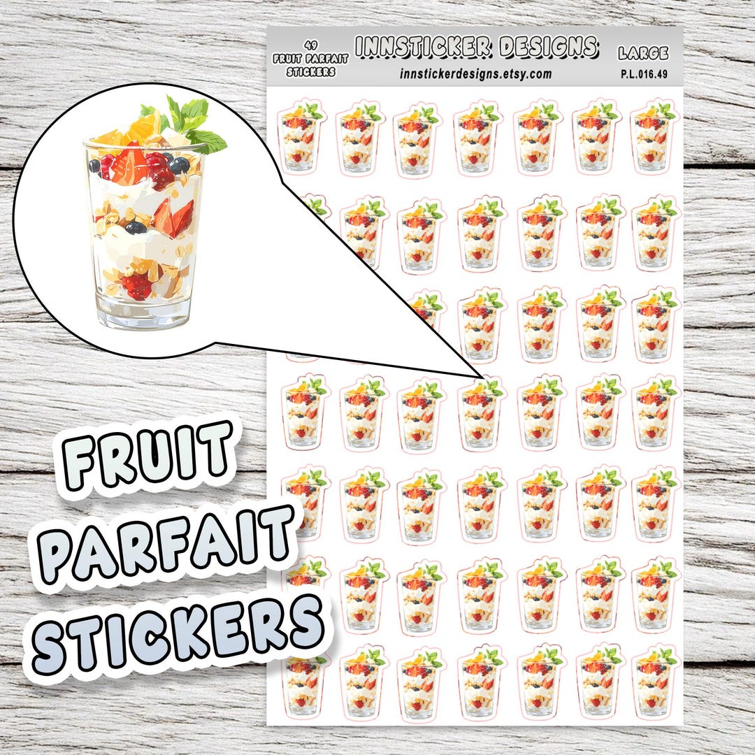 Fruit Parfait Stickers, Snack Food Icon Planner Stickers, Journals ...
