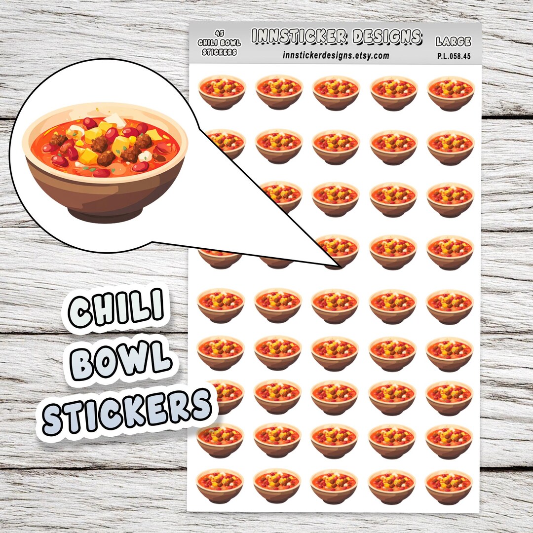 Chili Bowl Stickers, Dinner Food Icon Planner Stickers, Journals ...