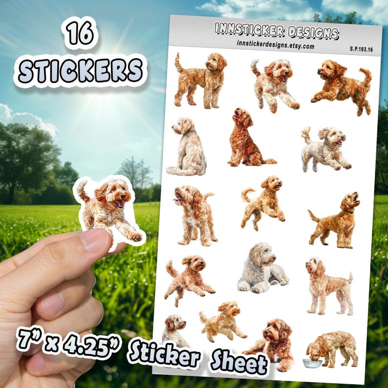 Labradoodle Dog Stickers for Journals, Scrapbooks, Planners, Glossy ...