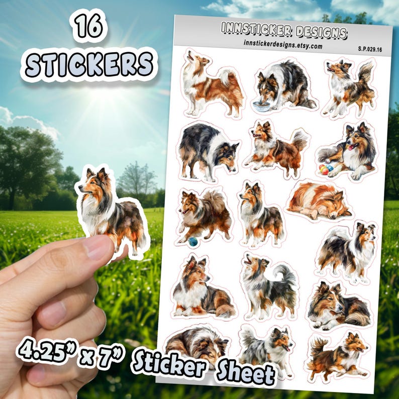 Sheltie Dog Stickers for Journals, Scrapbooks, Planners, Glossy, Matte ...
