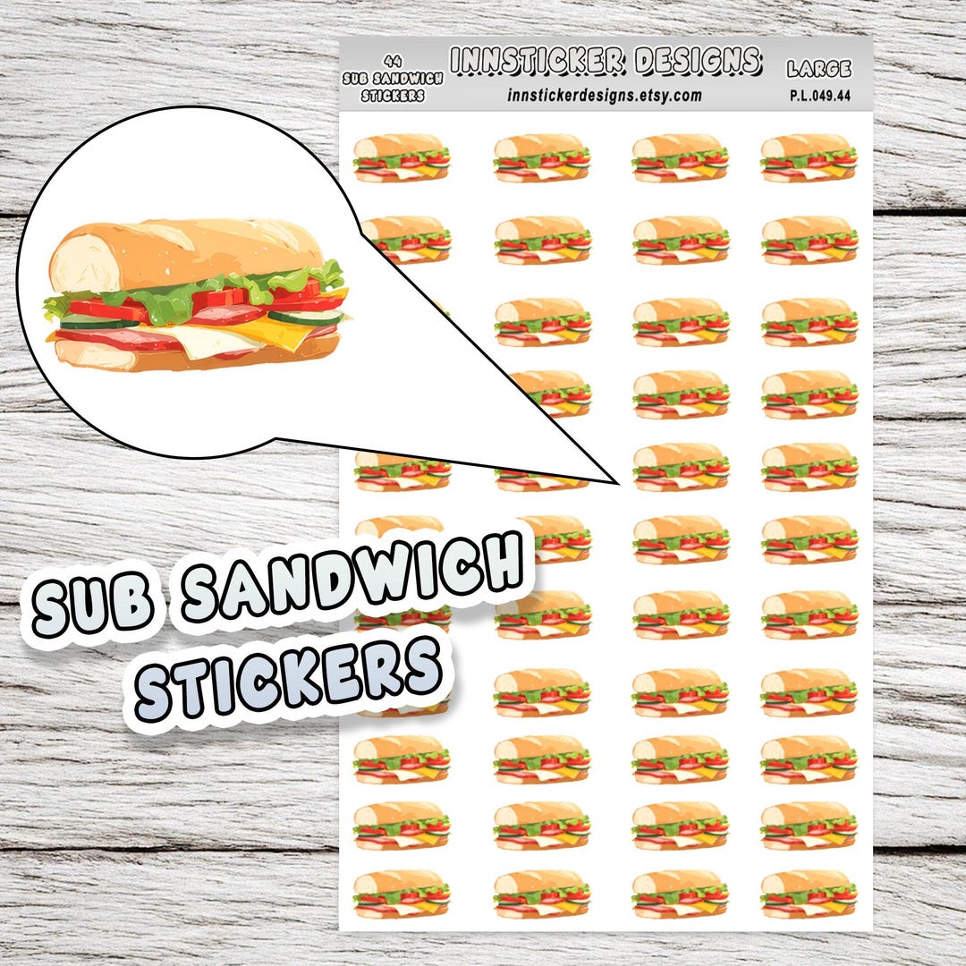 Sub Sandwich Stickers, Food Icon Planner Stickers, Journals, Scrapbooks ...