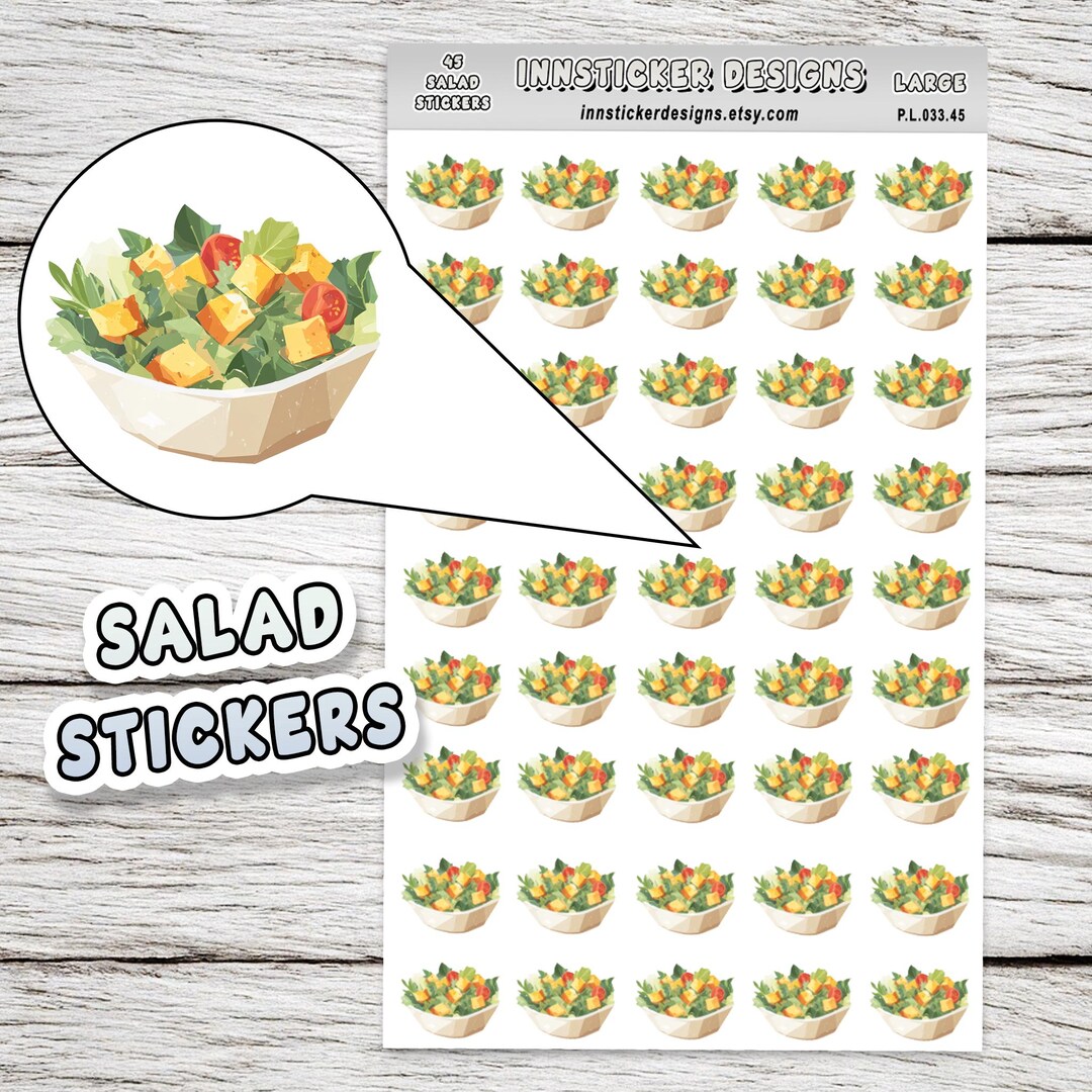 Salad Stickers, Food Icon Planner Stickers, Journals, Scrapbooks, Matte ...