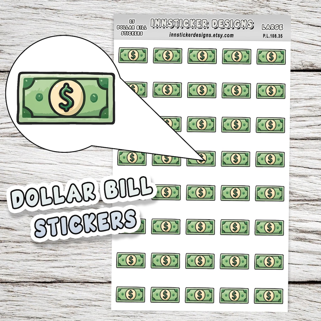 Dollar Bill Stickers, Icon Planner Task Stickers, Journals, Scrapbooks ...