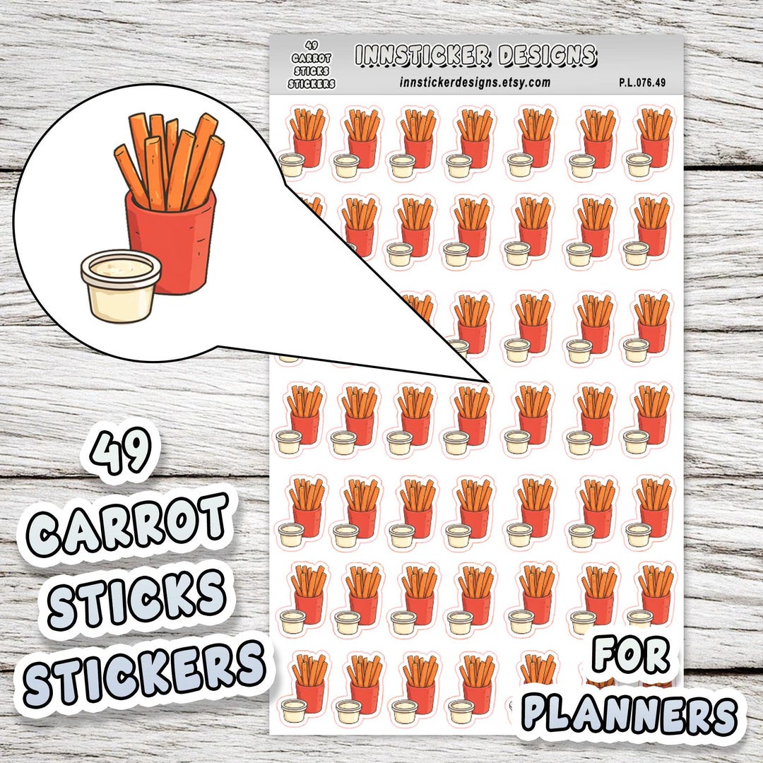 49 Carrot Sticks Stickers, Food Icon Planner Stickers, Journals ...