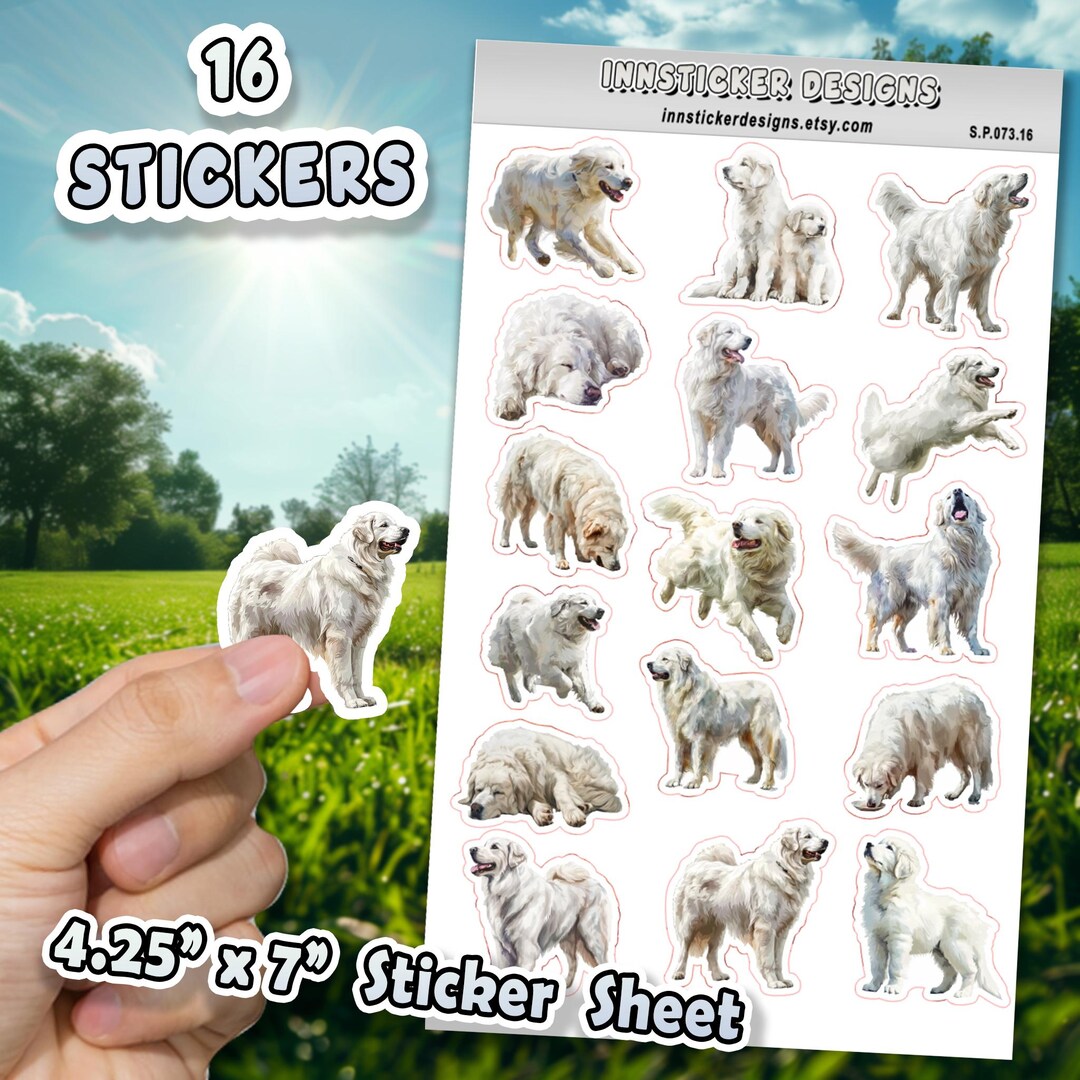 16pc Sticker Sheet, Great Pyrenees Dog Stickers for Journals ...