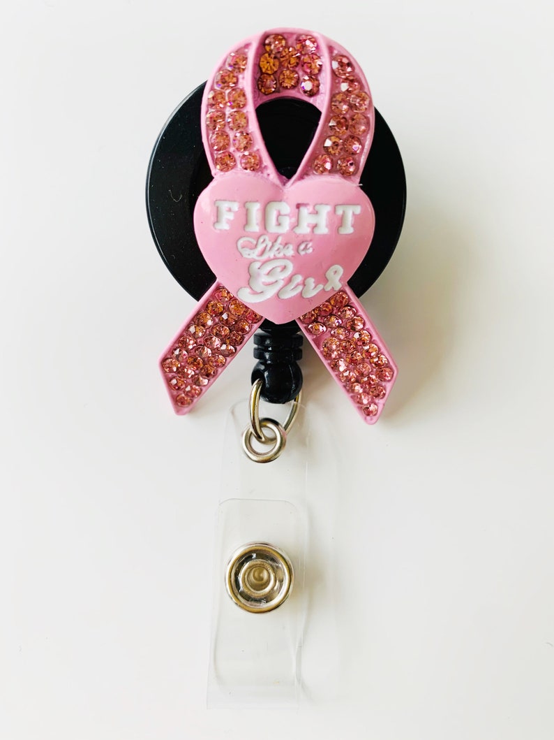 Cancer Awareness Badge Holder Breast Cancer Rhinestone Badge - Etsy