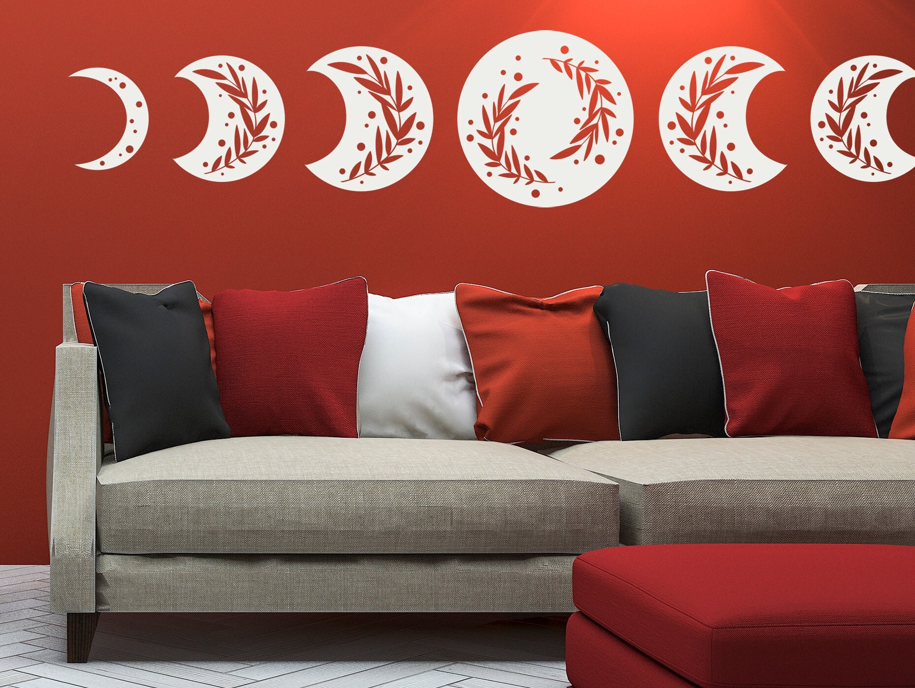 Moon Phases Interior Wall Decal Moon Phase Wall Decor, Celestial Wall ...